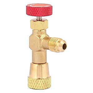 1/4'' - 5/16''Refrigerant Charging Valve,R410A Brass Air Conditioner Fluoride Charging Safety Adapter Valve, Female Charging Hose Valves