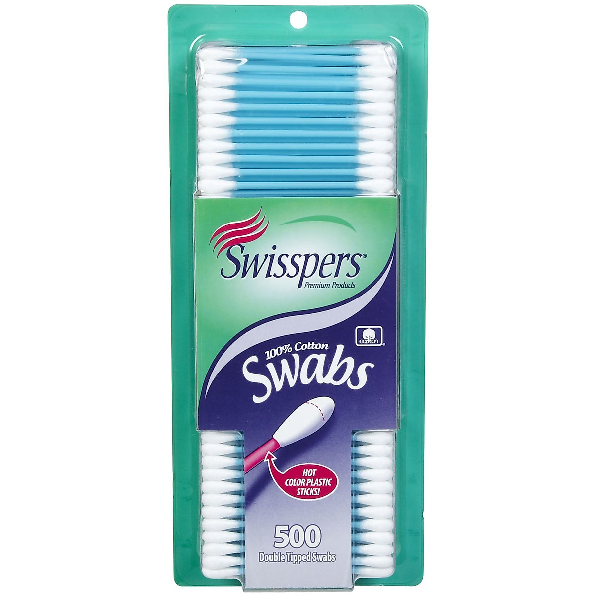 Swisspers Hot Colored Swab-500 ct (Color May Vary)