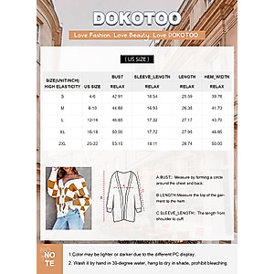 Dokotoo 2024 Fashion Cardigan Sweaters for Women V Neck Button Up Long Sleeve Plaid Cable Knit Sweater Casual Loose Flowy Checkered Fall Womens Cardigans Ladies Outerwear Brown S