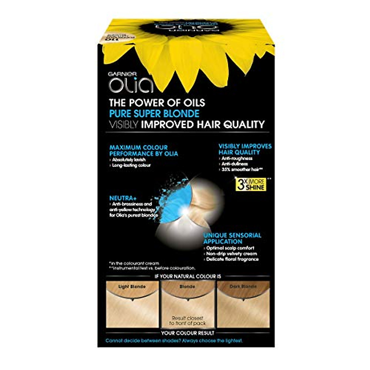 Garnier Olia Super Light Blonde Permanent Hair Dye, No Ammonia for A Pleasant Scent, Up To 100% Grey Hair Coverage, Maximum Colour Performance, 60% Oils - 110 Super Light Blonde, Pack of 3