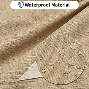 OutdoorLines Faux Linen Outdoor Cushion Covers Replacement 24"x24"x4", Waterproof Patio Cushion Cover for Outdoor Furniture, Outdoor Seat Cushion Covers for Patio, Garden (Set of 4, Camel, Cover Only)