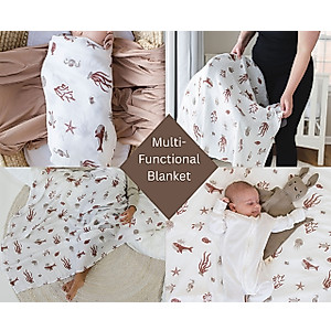 Leyl&Ari Muslin Swaddle Blanket | Receiving Blanket for Boys Girls (Under The Sea Friends)