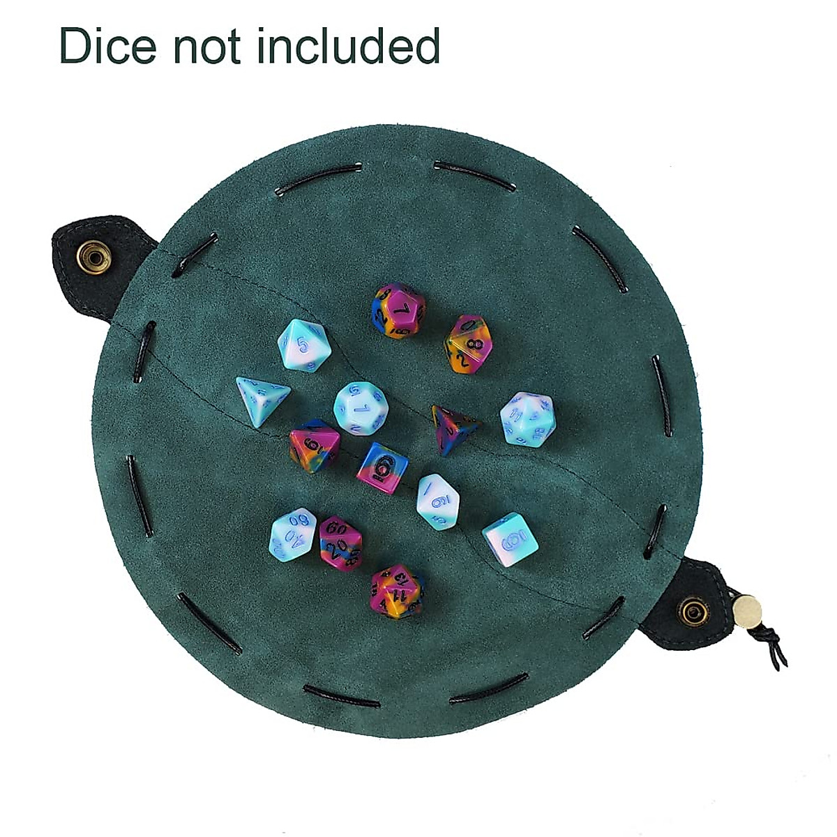 Rollooo Black & Green Celtic Tree DND Gifts Dice Bag - Tray with Drawstring & Button Genuine Leather Dice Pouch Storage Bag for d&d Dices Jewelry Coin & Small Accessories