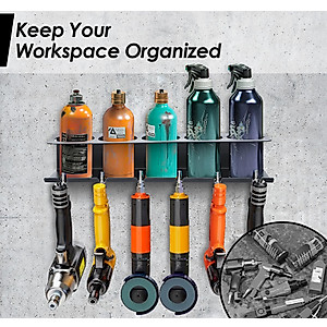 lesolar 2 Pack Air Tool Pneumatic Rack Spray Can Holder Combo, Spray Bottle Paint Can Holder Organizer Wall Mount, Spray Aerosol Can Holder Rack, Air Tool Organizer for Industrial Size Air Fittings