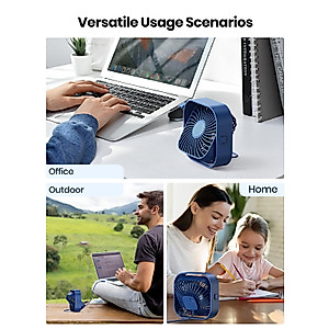 TOPK USB Desk Fan 2Pack Mini Personal Fan Portable, Strong Airflow & Quiet Operation, USB Powered, Three-Speed Wind Small USB Fan for Desk, 360° Rotatable Head for Home Office Table and Desktop Blue
