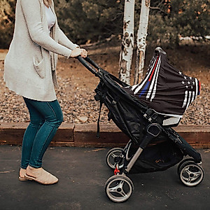 Independence Day Baby Nursing Cover Carseat Canopy Patriotic Stars American Blue Red Lines Flag Breathable Privacy Breastfeeding Scarf Multi Use Car Seat Covers for Boys or Girls