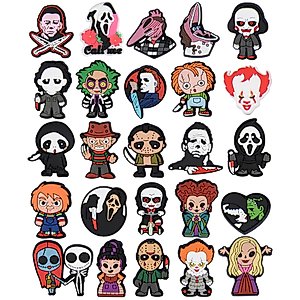 XQNB PVC Shoe Charms Horror Movie Halloween Shoe Decorations Accessories Fit Kids Girl Boys Adults Party Favor Gifts