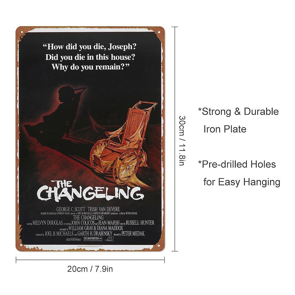 The Changeling Professional Tin Poster- Ideal Wall Decor for Bars, Cafes, Offices, Restaurants, Homes, Gardens, Shops, Clubs - 12 X 8 Inches