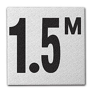 Ceramic Swimming Pool Deck Depth Marker " 1.5 M " Abrasive Non-Slip Finish, 4 inch Font