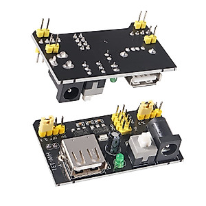 AITIAO 6Pcs MB102 3.3V/5V Breadboard Power Supply Module with 6Pcs 9V Battery Clip Buckle T-Type Power Cable Male 2.1MM DC Jack Plug