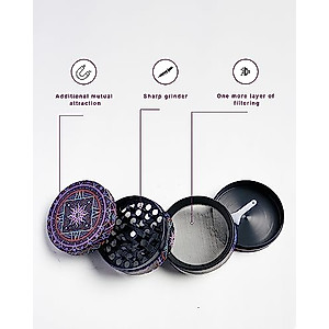 2.5" Grinder, Premium Stainless Steel Manual Grinder,Compact Size with Unique Pattern Design, Versatile Grinder(divination)