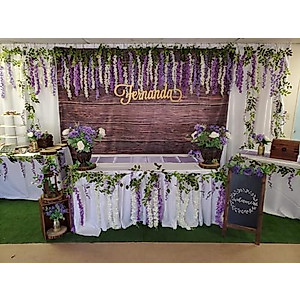 Lmeison 24 Pack Wisteria Hanging Flowers, Wisteria Garland Artificial Fake Wisteria Vine Rattan Hanging Garland Silk Flowers for Home, Party, Wedding Decor, White