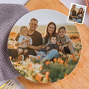 Smile lab Personalized Photo Ceramic Dinner Plate Custom Display Dishes with Picture Photo Text Logo, Mother's Day Gifts for Mom, Customized Memorial Gifts for Birthday Anniversary, 8 inches (20cm)