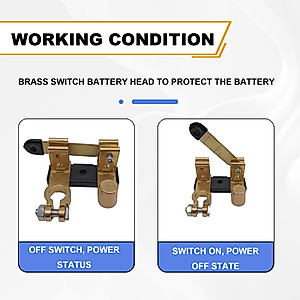 Top Post Knife Blade Master Switch, Solid Brass Knife Blade Master Switch 12V/25V Knife Power Shut Off Isolator for Auto Car RV-Marine Boat Truck Vehicle, Battery Cut Off Shut Off Switch, Negative