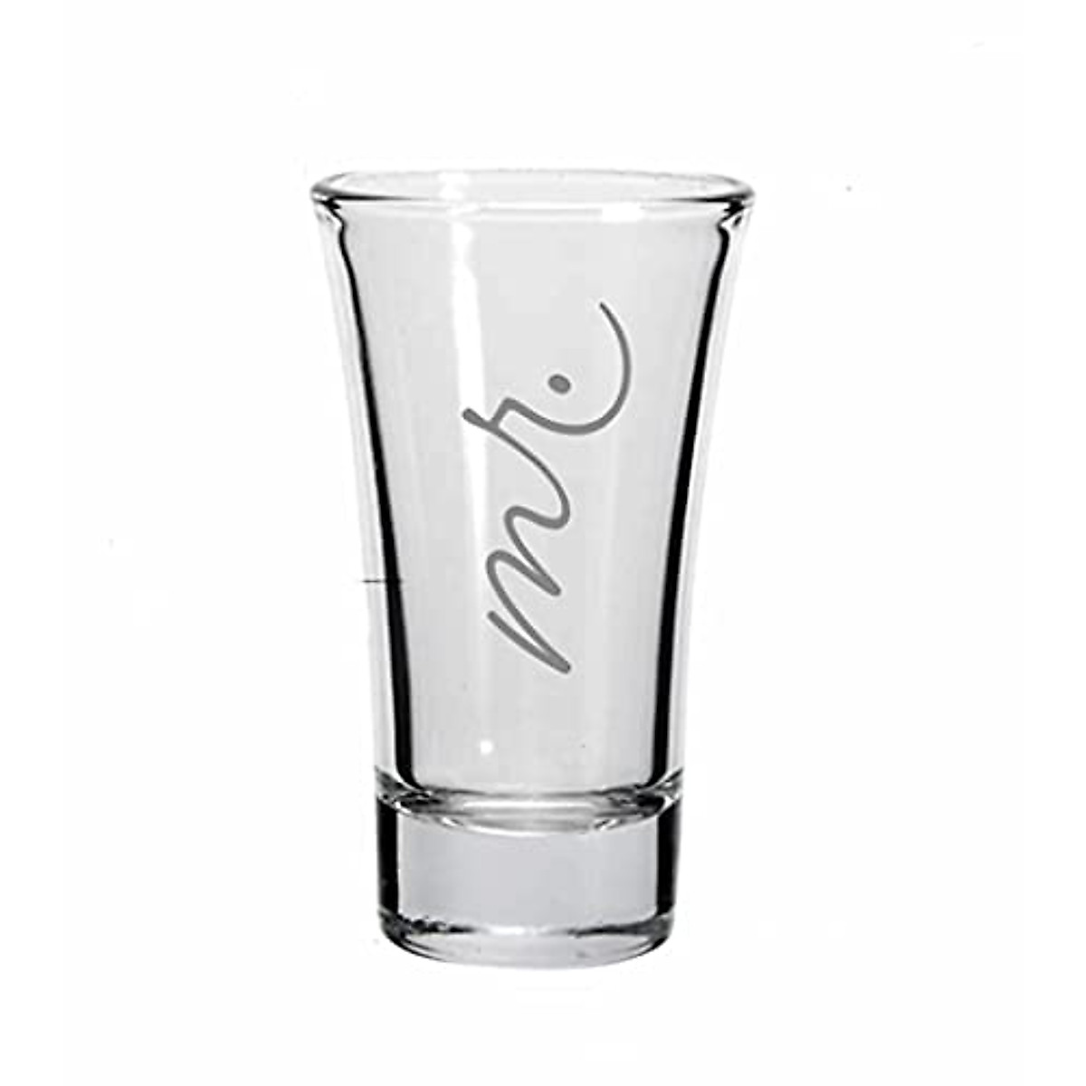 Jemley Wedding Shot Glass Gift Set Mr. and Mrs. | Bride and Groom Wedding Gift | Elegant Silver Font 2oz Shot Glasses | Set of Two | His and Hers Engagement Present | Bridal Shower Gift