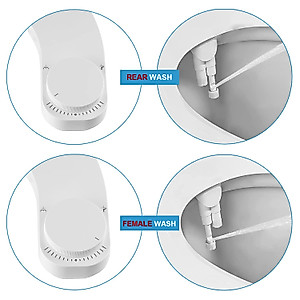 Bidet Attachment - WITHLENT Ultra-Slimt Non-Electric Dual Nozzle (Frontal & Rear Wash) Adjustable Water Pressure, Water Bidet Toilet Seat Attachment (White)