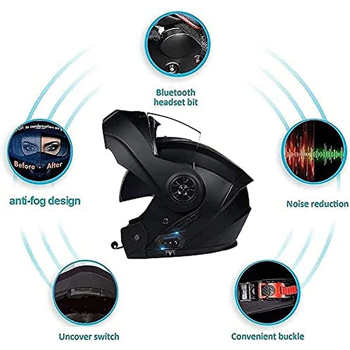 stdpcxz Modular Bluetooth Motorcycle Helmet DOT Approved with Double Visor Full Face Motorbike Helmet Built-in Dual Speaker with Microphone Flip Up Helmet for Adult Men Women 14,L