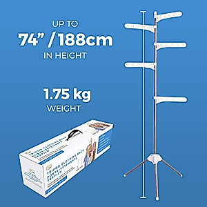 Home Spirit Tripod Clothing Rack, Indoor Clothes Drying Rack for Laundry, Foldable for Storage, Adjustable Height Up to 74", Five Removable Adjustable Hangers, Holds Up to 36 Garments