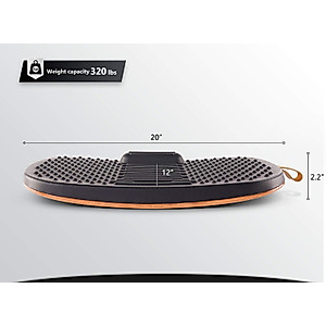 FEZIBO Height Adjustable Electric Standing Desk 48 x 24 inches | Standing Desk Mat with Anti Fatigue Bar, Wooden Wobble Balance Board (Medium, Obsidian Black)