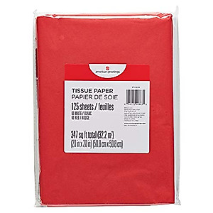 American Greetings 125 Sheets 20 in. x 20 in. Bulk Tissue Paper (Red and White) for Christmas, Birthdays, Holidays and All Occasion