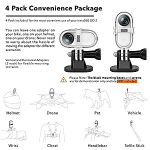 SYMIK Magnetic Action Mount Adapters Bundle (4 Pack) Accessory for Insta360 GO 2 Action Camera; Extreme Action Ready Design; Magnetic & Buckle Clip Dual Fasteners Enable High Intensity Action Mounting