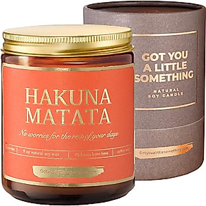 Hakuna Matata Lavender Soy Wax Candle (9oz) ; Disney Gifts for Women, Disney Collectibles, Disney Home Decor, Unique Friend Xmas Gift Idea, Adults Disney Candle Housewarming Gifts for Disney Lovers