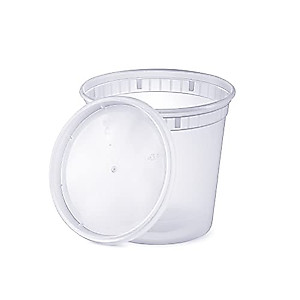 Pantry Value 24 oz. Plastic Deli Food Storage Containers with Airtight Lids [24 Sets]
