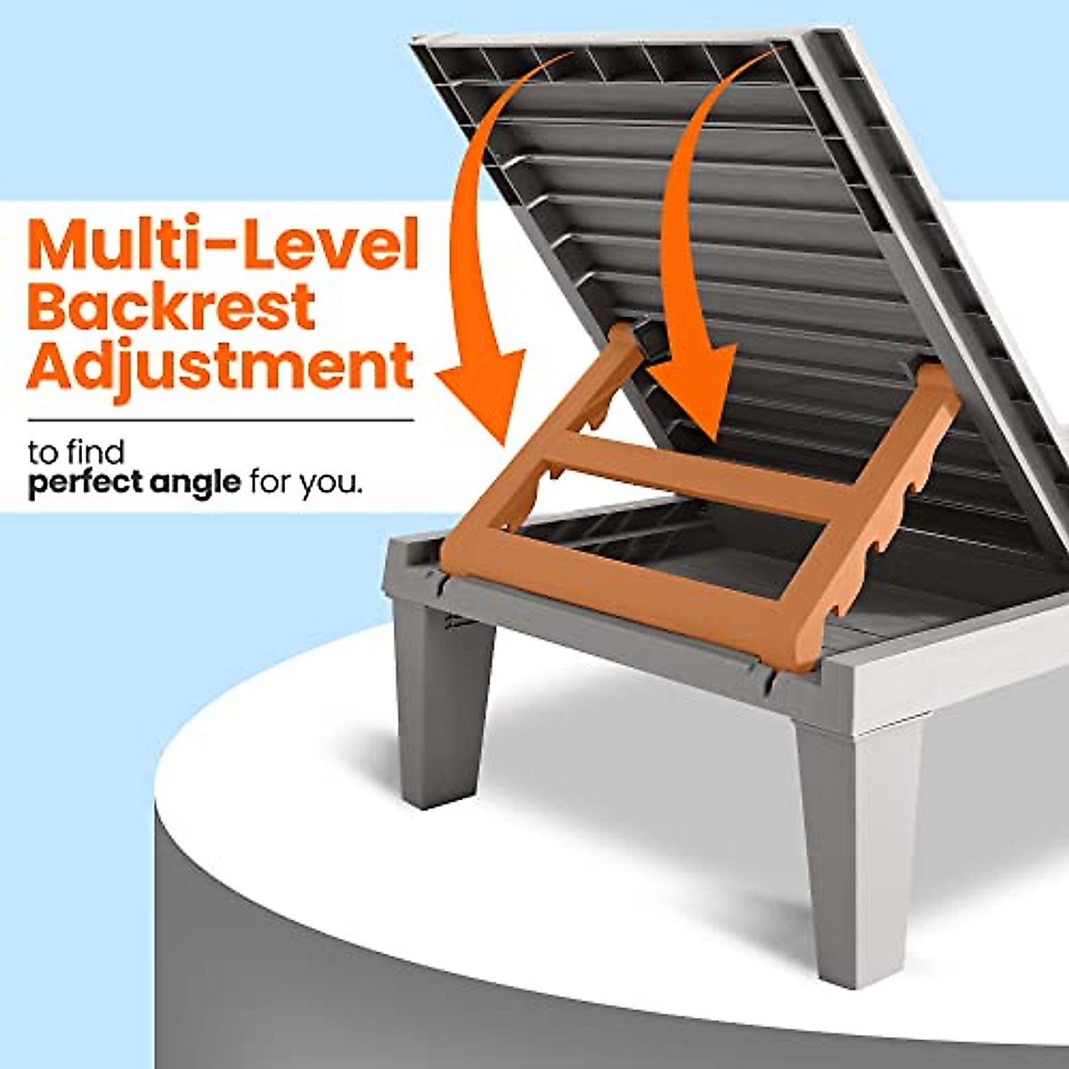 SereneLifeHome Adjustable Outdoor Patio Chaise Lounge - Marine Grade Water Resistant Durable Reclining Lounger, Fire Pit with 5-Position Multi-Level Backrest Adjustment, SLLOUNG70