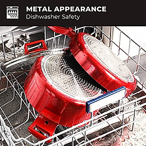 6 Pcs Pots and Pans Sets, Nonstick Cookware Set, Induction Pan Set, Chemical-Free Kitchen Sets, Stone-Derived Coating, Saucepan, Stock Pot, Frying Pan, Red