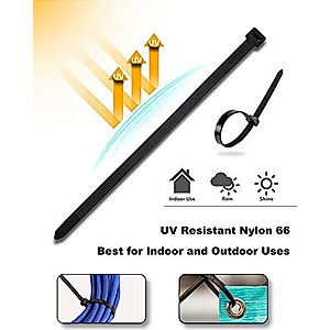200lbs Long Zip Ties Heavy Duty Zip Tie 18 Inch UV Resistant Cable Tie Wraps Black Industrial Zip Ties Thick Nylon Wire Ties Large Plastic Zipties for Cable Management, Outdoor Use 50 pcs
