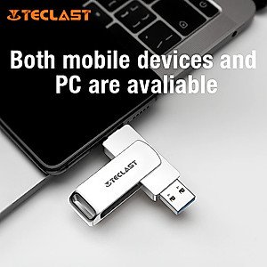 TECLAST 64GB Type-C USB3.0 Flash Drive Thin Metal U-Disk High Speed Rotated Design