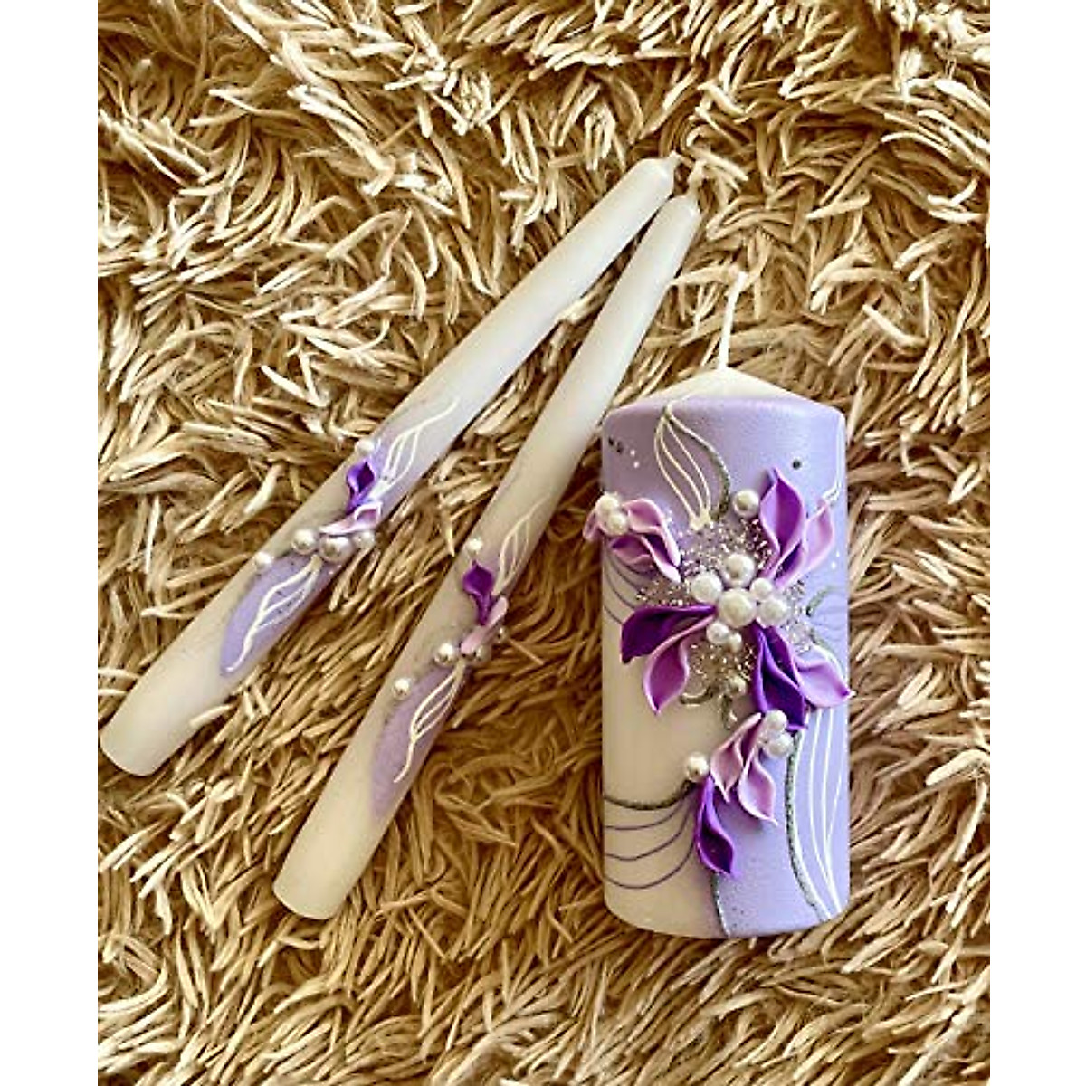 Magik Life Unity Candle Set for Wedding - Wedding décor Wedding Accessories - Candle Sets - 6 Inch Pillar and 2 10 Inch Tapers - Best Unity Candle