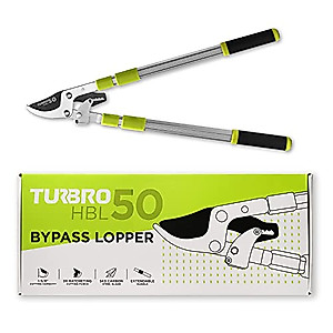 TURBRO Extendable Bypass Lopper, Tree Trimmer - Ratcheted Cutting Head for Max Power, 1 5/8 Inch Cutting Capacity, 26-41” Adjustable Telescoping Handle - Trim Garden, Plants, Branches, or Bonsais