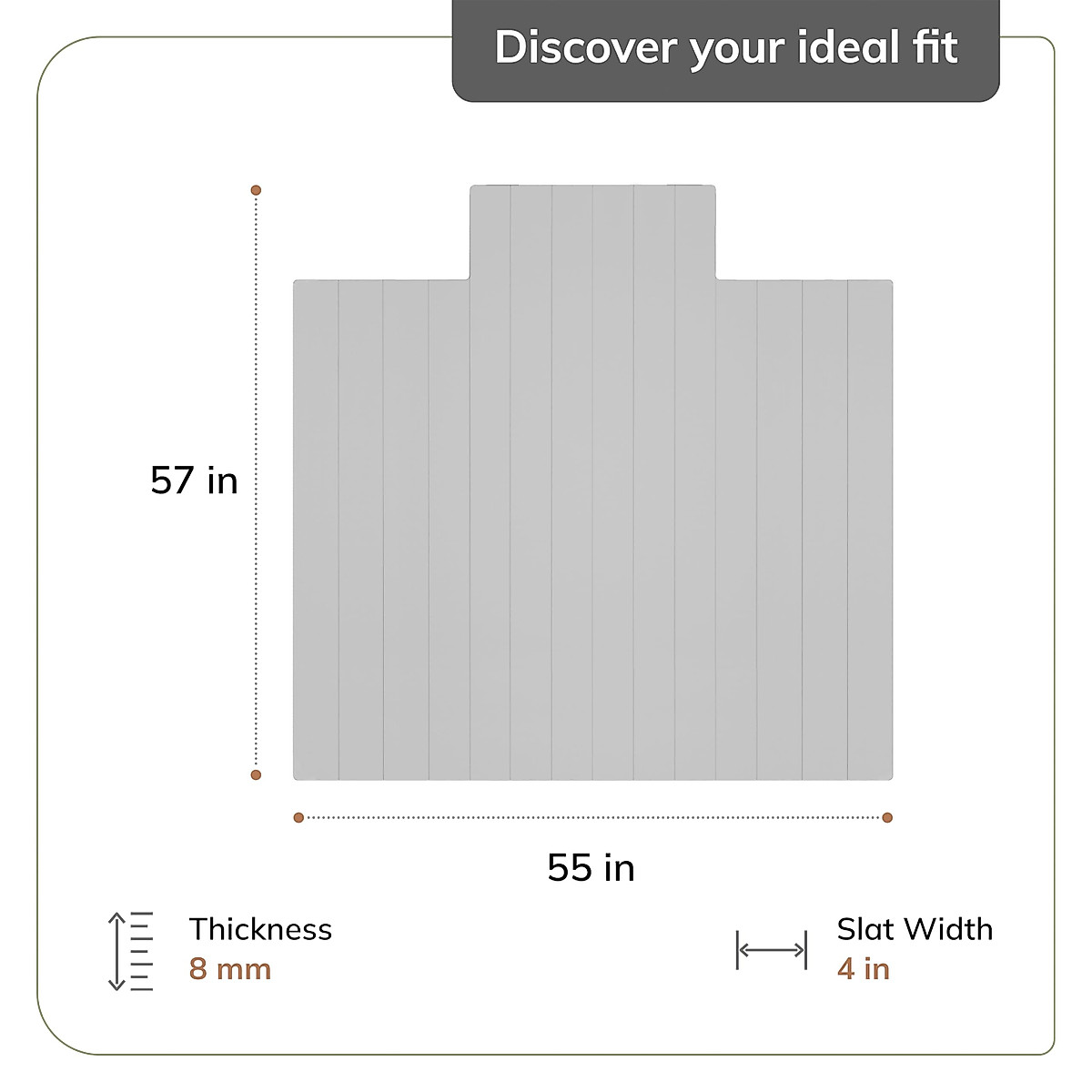 Anji Mountain Deluxe Bamboo Roll-Up Chairmat, 55 x 57-Inch, 8mm Thick, Dark Cherry