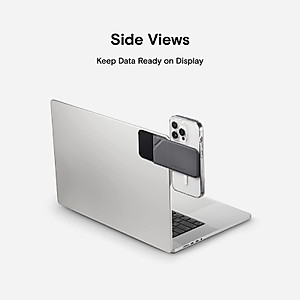 MOFT Magnetic Laptop iPhone Mount, Continuity Camera Mount, Foldaway Portable Laptop Top & Side Holder for Dual-Screen Setup - Gray