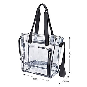 SHERCHPRY Clear Tote Bag with Zipper Closure, Crossbody Messenger Shoulder Bag, PVC Clear Cross- Body Purse with Adjustable Strap for Work, School, Exam, Gym, Stadium