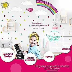 Promises Of God Rainbow Wall Decal Set for Kids - Pink, 85” x 68.5”, 112 Total Stickers - Bible Verses, School Decorations, Classroom, Nursery Decor, Polyvinyl Chloride, Reusable, Waterproof