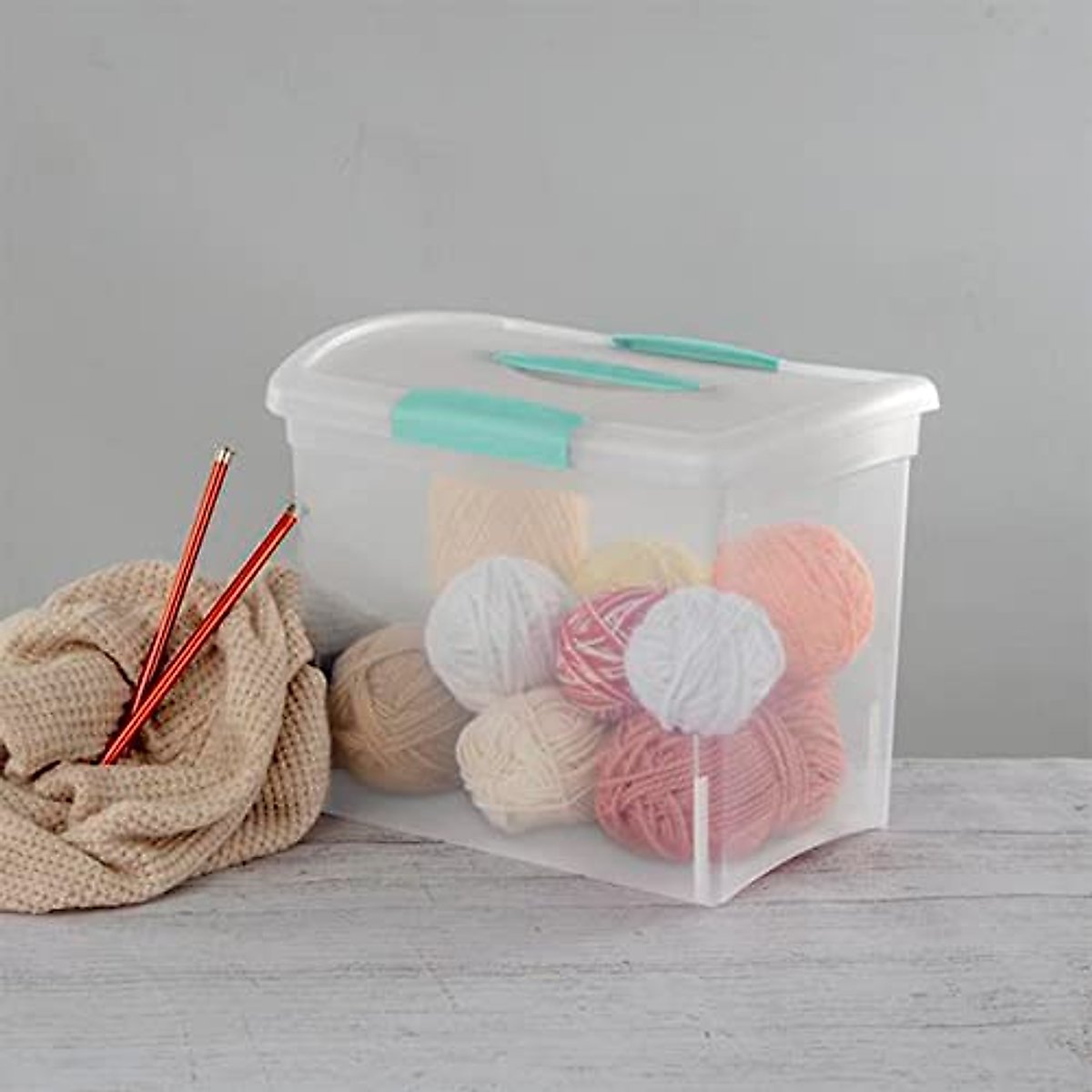 Sterilite Large Nesting ShowOffs Clear File Organizer Storage Box with Handle and Latches for Home, Office, Craft, Hobby, & Classroom, Clear (12 Pack)