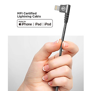 GALVANOX Right Angle Lightning to USB-C Cable (Apple MFi Certified) Braided iPhone Charger L-Shape Cord for Fast Charging iPhone 12/13/14 Pro Max/SE/11/Xs/XR