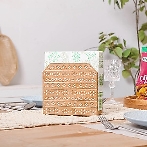 NIKKY HOME Bohemian Wood Farmhouse Countertop Napkin Holder