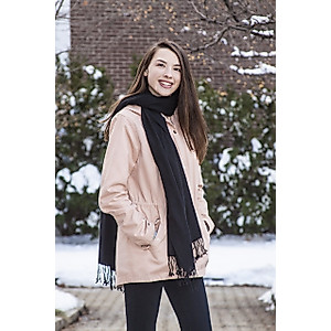 Cashmere Shawl Scarf Handmade 100% Pure Lightweight Oversized (Black)