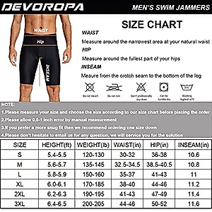 DEVOROPA Men's Swim Jammers Athletic Swimwear Racing Training Swimsuit UPF 50+ Swimming Lap Shorts Quick Dry Bathing Suit Black/Red XL