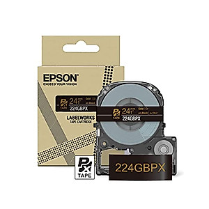 LABELWORKS Epson LW-C610PX Go for Gold Bundle – Label Maker and Gold Tapes, Gold on Black, Gold on Clear, Gold Ribbon & Metallic Gold - LW-C610PX, 224GBPX, 224GCPX, 212RBGPX, 218BMETGPX