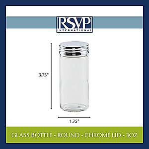 Shoes for Crews RSVP International Kitchen Storage Collection Glass Spice Jars, Round, 3-Ounce