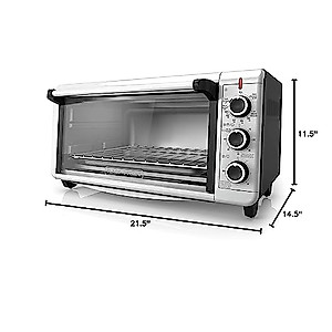 BLACK+DECKER TO3240XSBD 8-Slice Extra Wide Convection Countertop Toaster Oven, Includes Bake Pan, Broil Rack & Toasting Rack, Stainless Steel/Black Convection Toaster Oven