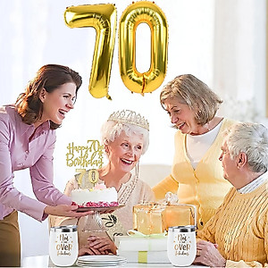 70th Birthday Decorations for Women Gold, Including 70th Birthday Sash and Tiara, 70th Birthday Cake Topper and Birthday 70 Candles, 70th Birthday Gifts for Women (Gold)
