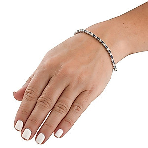 P3 POMPEII3 5ct Blue Sapphire & Diamond Genuine Tennis Bracelet 14K White Gold