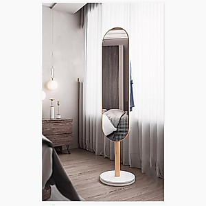 TeMkin 2-in-1 Full Body Mirror with Organizer Closet, Swivel, Back Storage Shelves, Standing Mirror Cabinet, Suitable for Bedroom, Living Room (Color : White, Size : 35x40x174cm)