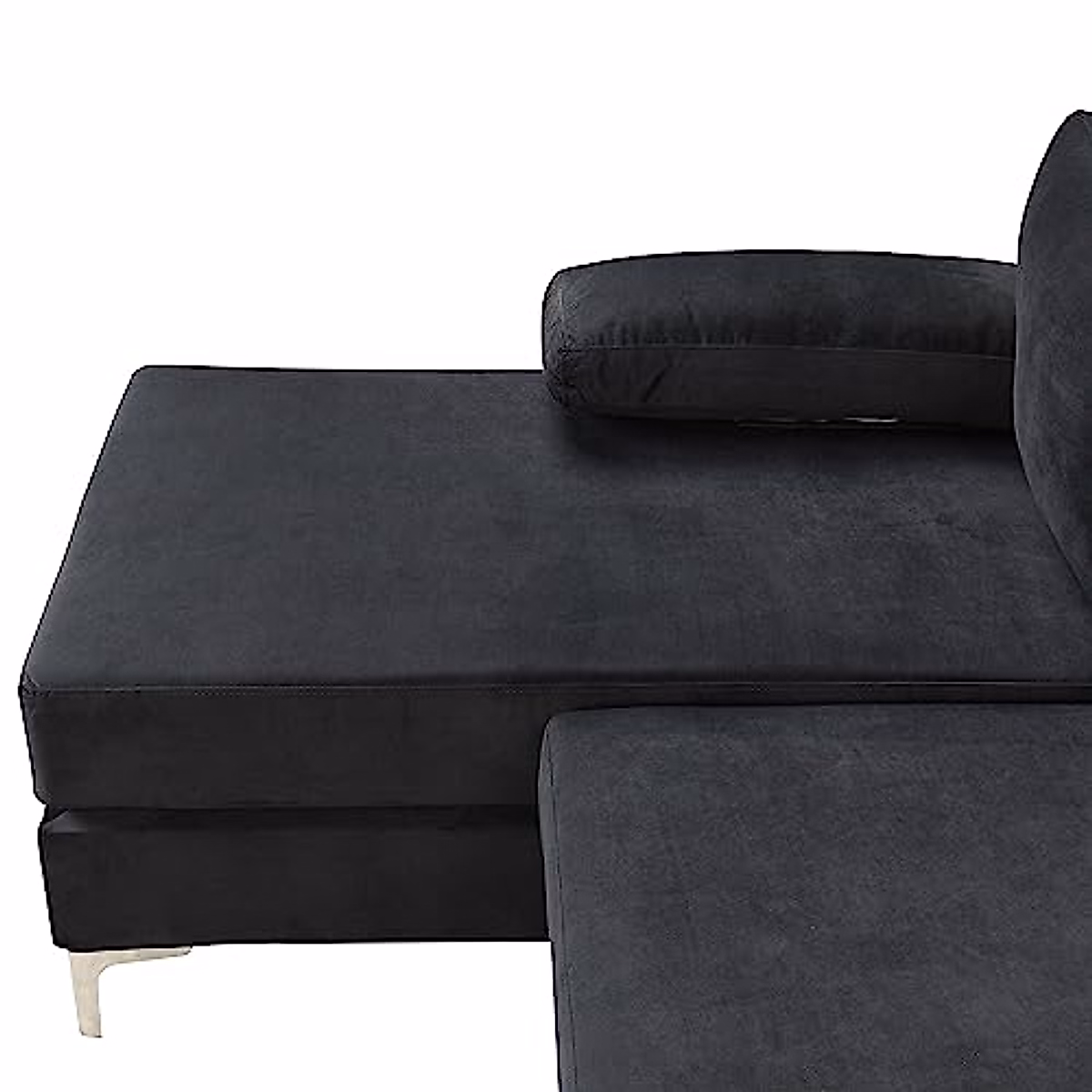 Casa Andrea Milano Modern Velvet Fabric Sectional Sofa, L-Shape Couch with Extra Wide Chaise Lounge