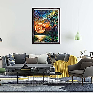 Moon Diamond Painting Kits - 5D DIY Diamonds Dots Art for Adults Full Drill Round Gem Painting Crystal Craft Kit for Adults for Wall Décor (20x16inch Moon) (20×16in, Moon)